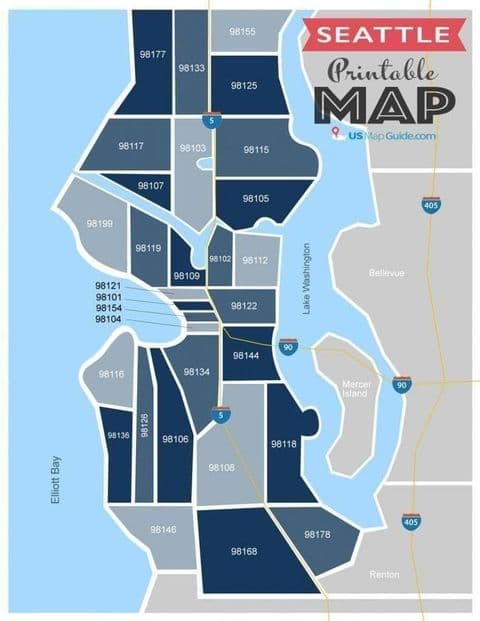 Seattle postcodes map | Seattle Map 360